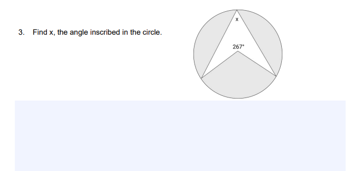 Solved 3. Find \\( x \\), the angle inscribed in the circle. | Chegg.com