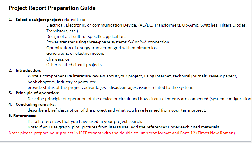Solved Project Report Preparation Guide 1. Select a subject | Chegg.com