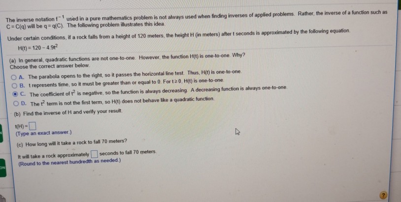 Solved The inverse notation f1 used in a pure mathematics | Chegg.com