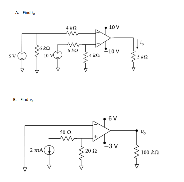 Solved A. Findio 4 kΩ 10V ιο εταιρεία 6 kΩ 10 V Λ 6 kΩ 210ν | Chegg.com