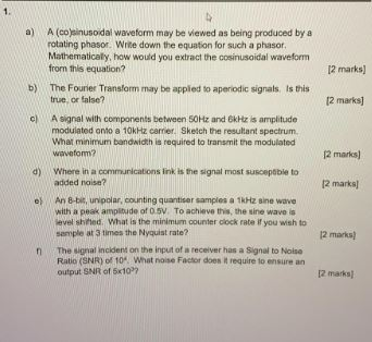 Solved 12 marks) 12 marks] a) A (cosinusoidal waveform may | Chegg.com
