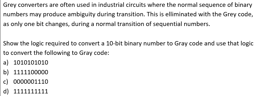Solved Grey converters are often used in industrial circuits | Chegg.com