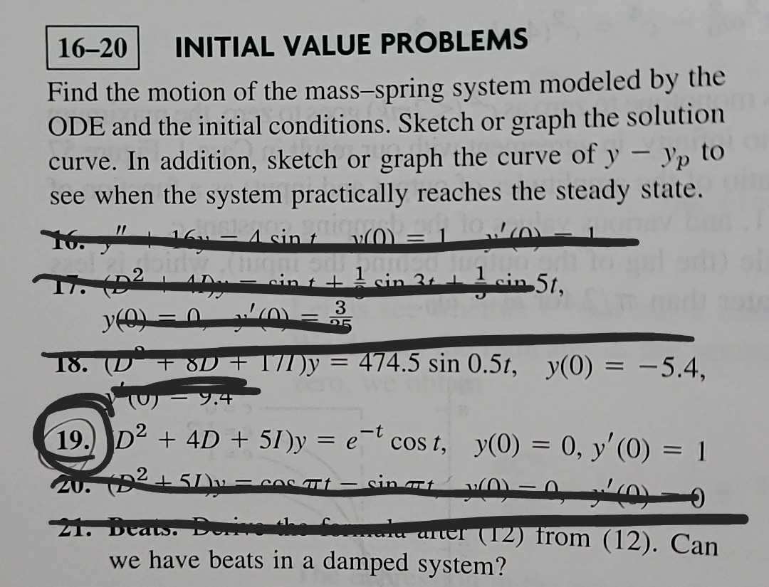 Solved Find the motion of the mass-spring system modeled by | Chegg.com