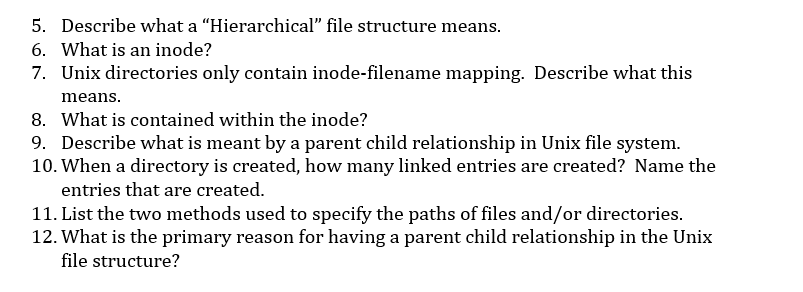 Solved 5. Describe what a "Hierarchical" file structure | Chegg.com