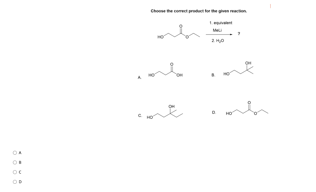 Solved 1 Choose the correct product for the given reaction. | Chegg.com