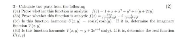 Solved 3 - Calculate two parts from the following (2) (3a) | Chegg.com