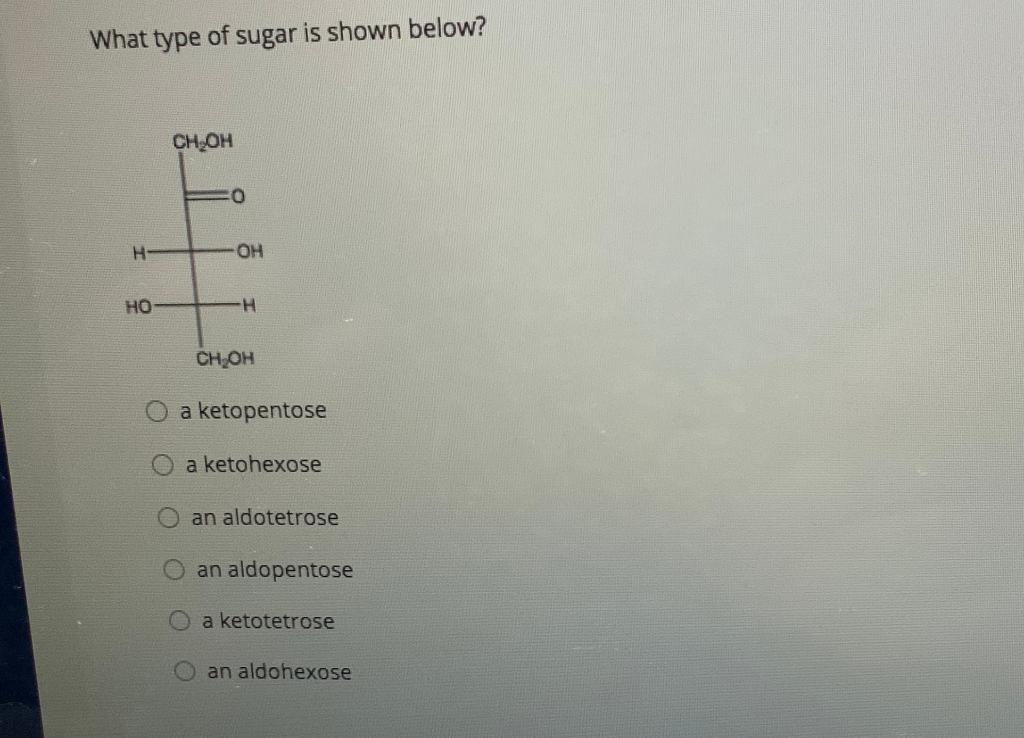 Solved What type of sugar is shown below? CH OH o H Н OH HO | Chegg.com