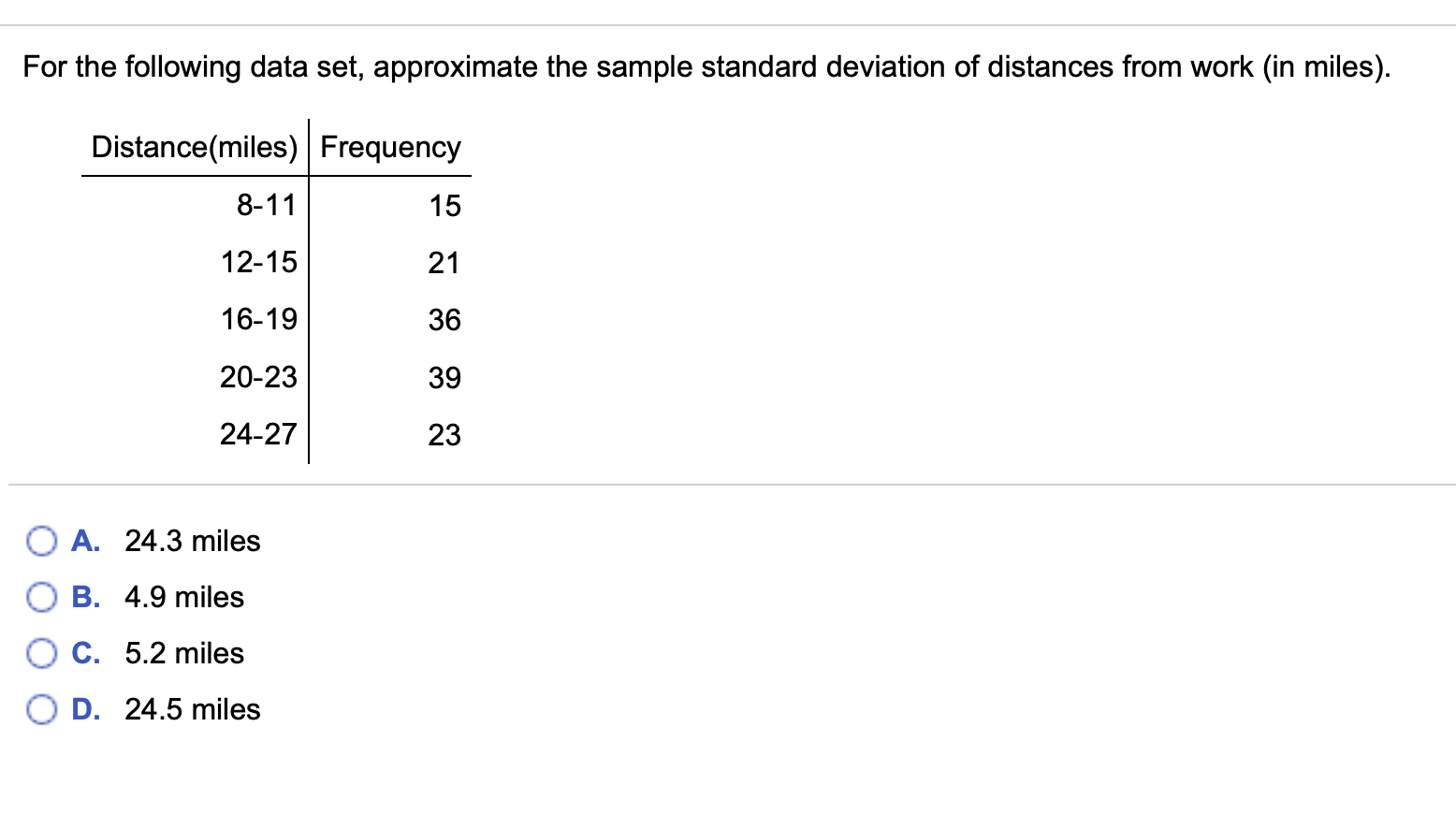 Solved For the following data set, approximate the sample | Chegg.com