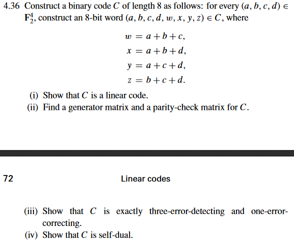 This Question Comes From Coding Theory A First