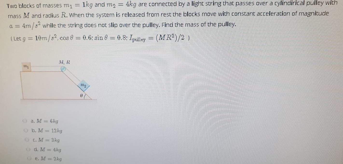 Solved Two blocks of masses m1 = 1kg and m2 = 4kg are | Chegg.com