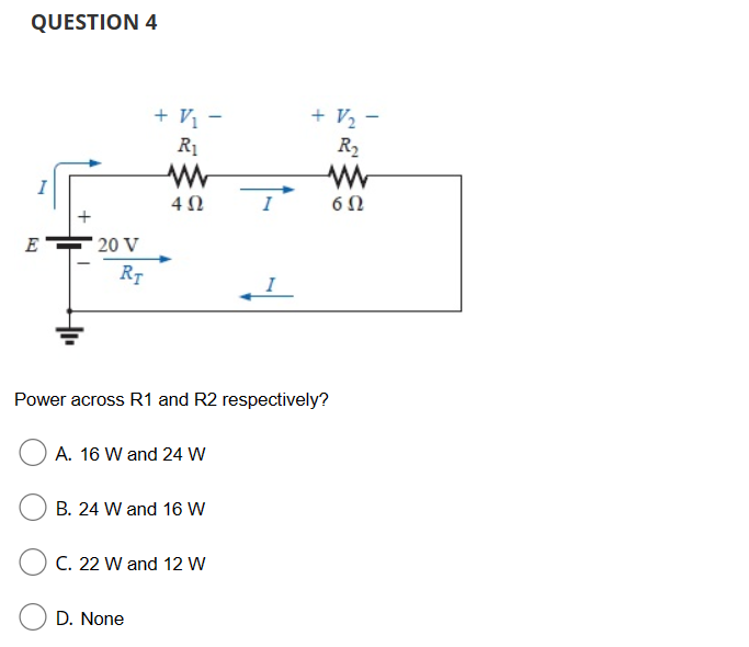 Solved QUESTION 4Power across R1 ﻿and R2 | Chegg.com