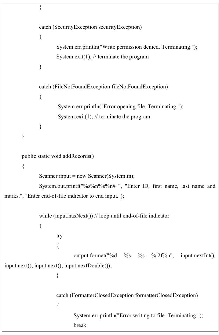 Task 1: Class CreateTextFile uses a Formatter to | Chegg.com
