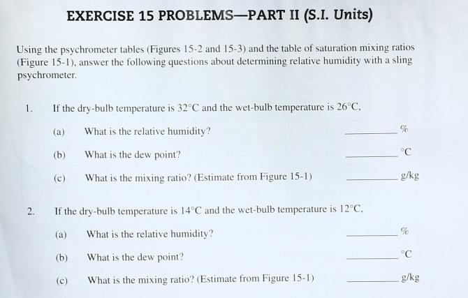 Solved EXERCISE 15 PROBLEMS-PART II (S.I. Units) Using the | Chegg.com
