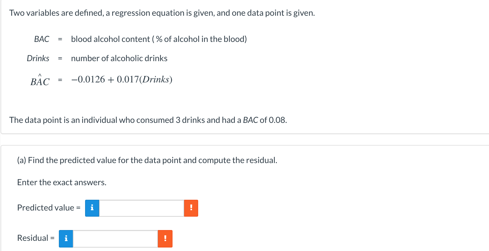 Solved Two variables are defined, a regression equation is | Chegg.com