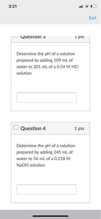 Solved 3 21 Exit F A 0 147 M Solution Of A Weak Acid Is
