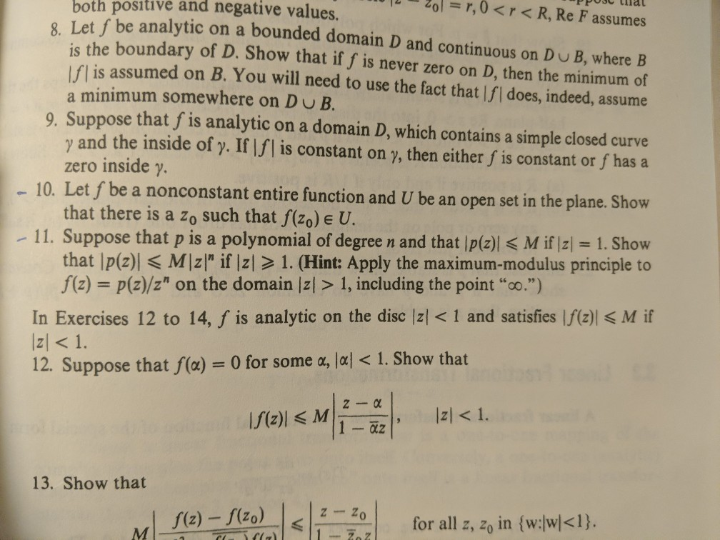 Solved Zol r,0 1. (Hint: Apply the maximum-modulus principle | Chegg.com
