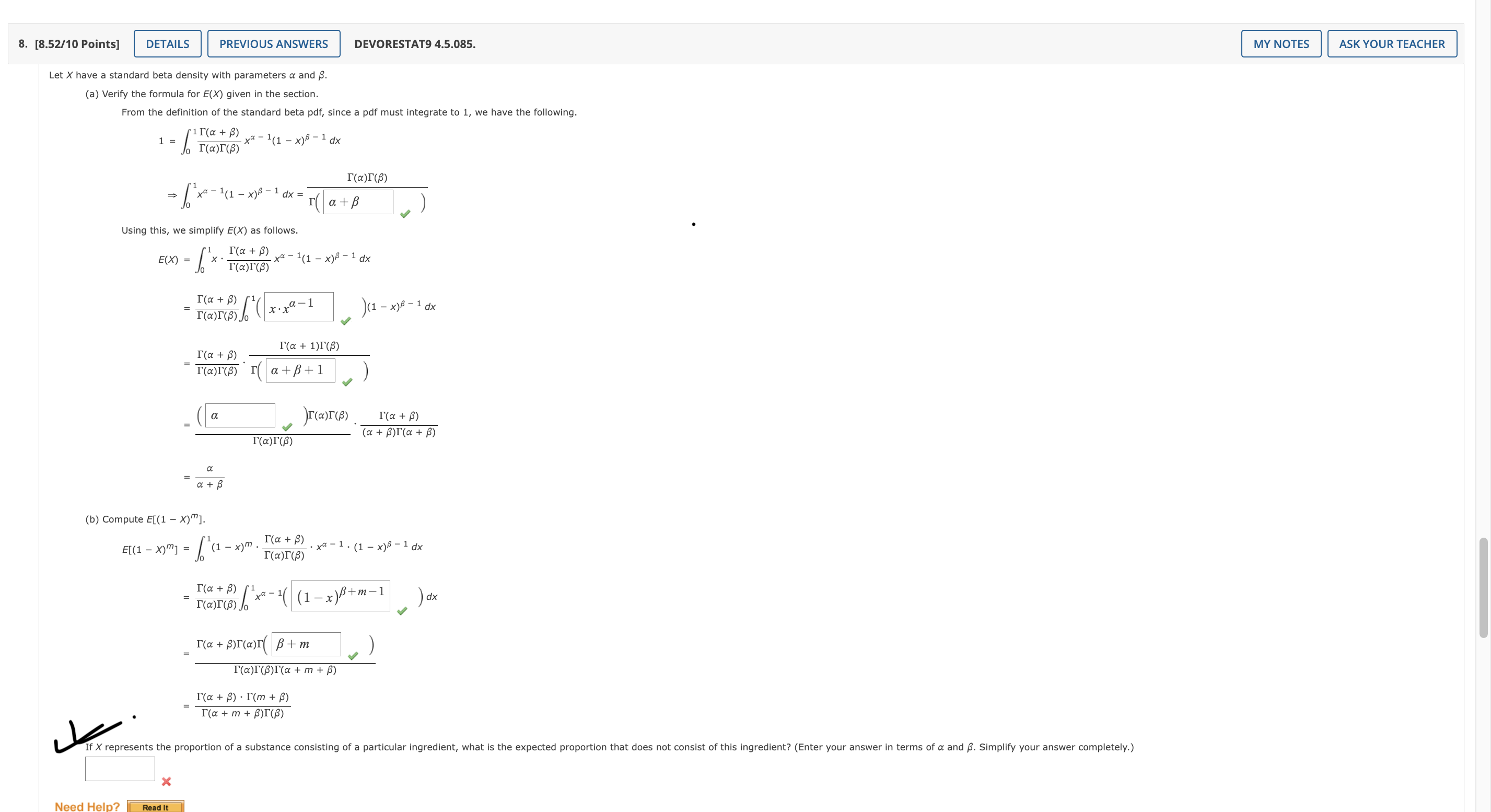 Solved Let X have a standard beta density with parameters α | Chegg.com