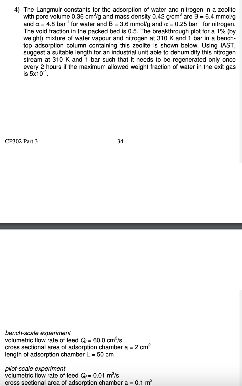 Solved 4) The Langmuir constants for the adsorption of water | Chegg.com