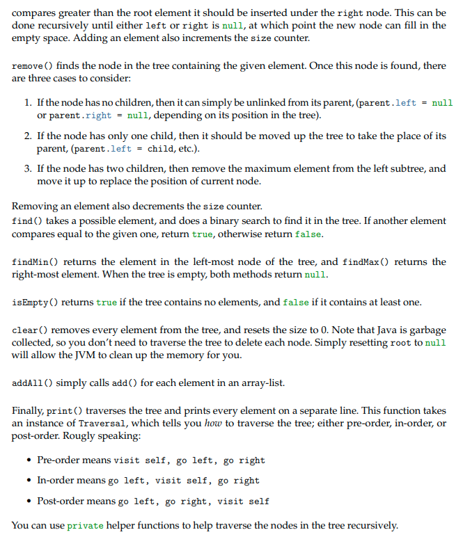 Solved Code a binary search tree in java using the following | Chegg.com