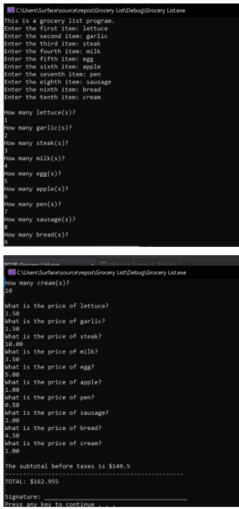 Solved Grocery List ProgramType a Word document on how you | Chegg.com