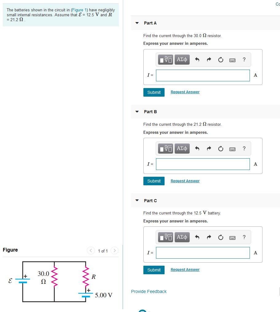 Solved Cc The batteries shown in the circuit in (Figure 1) | Chegg.com
