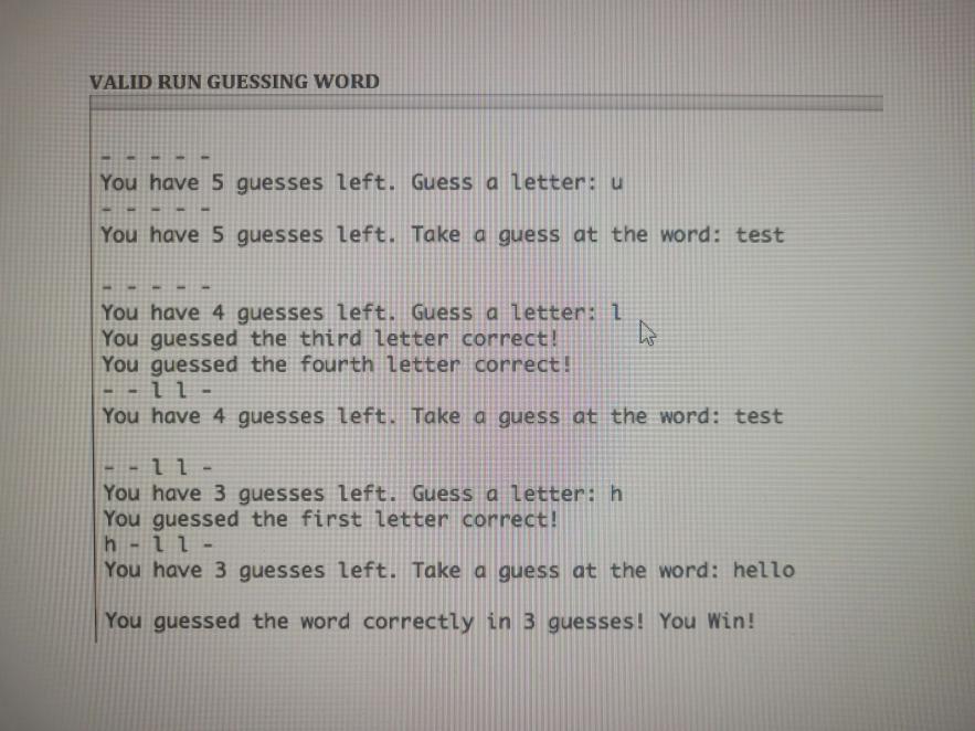 Solved The user will try to guess a predefined word set by | Chegg.com