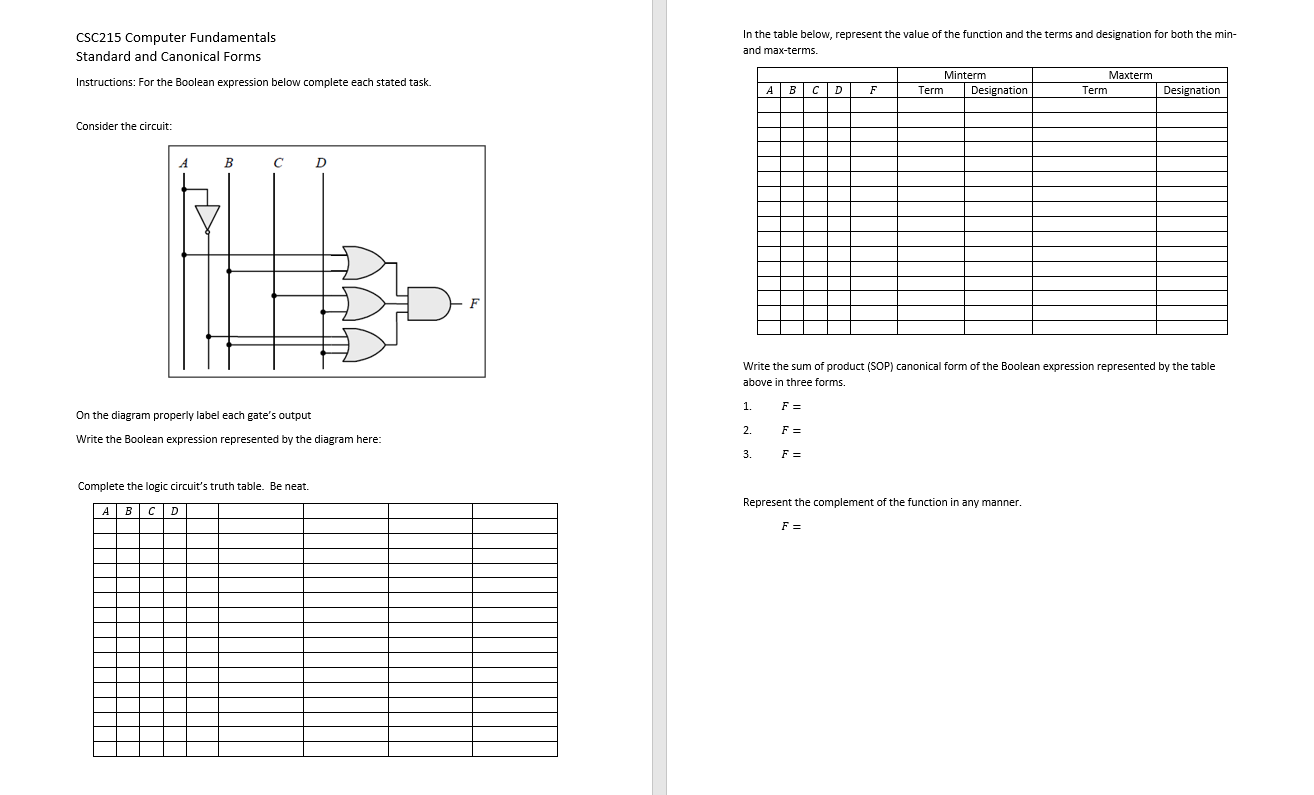 Solved CSC215 Computer Fundamentals Standard and Canonical | Chegg.com