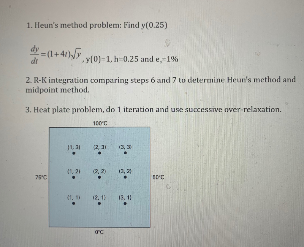 1. Heun's method problem: Find y(0.25) «=(1+41)Jy | Chegg.com