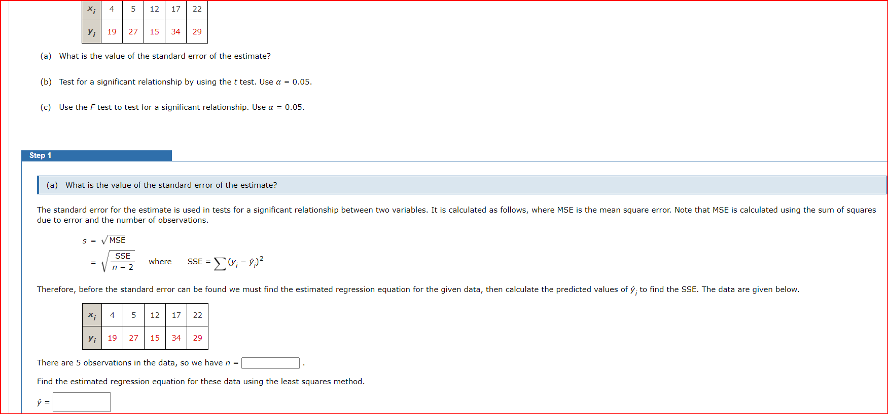 Solved (a) What is the value of the standard error of the | Chegg.com