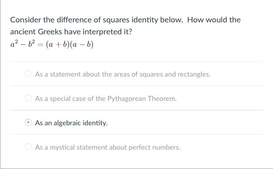 Solved Consider the difference of squares identity below. | Chegg.com