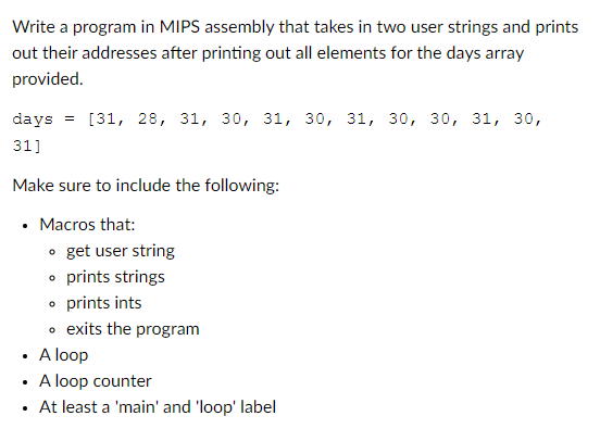 Solved Write a program in MIPS assembly that takes in two | Chegg.com