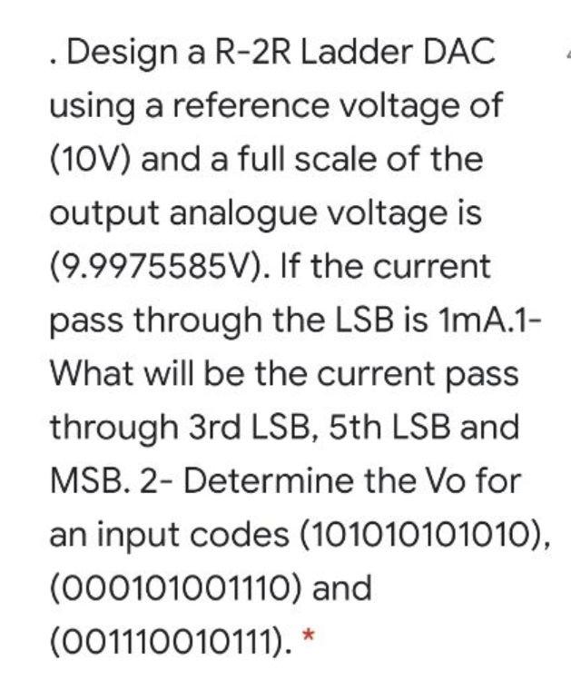 Solved . Design a R-2R Ladder DAC using a reference voltage | Chegg.com