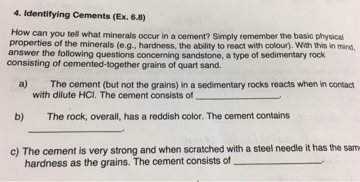 Solved 4. Identifying Cements (Ex. 6.8) How can you tell | Chegg.com