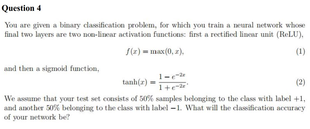 Solved You Are Given A Binary Classification Problem For 