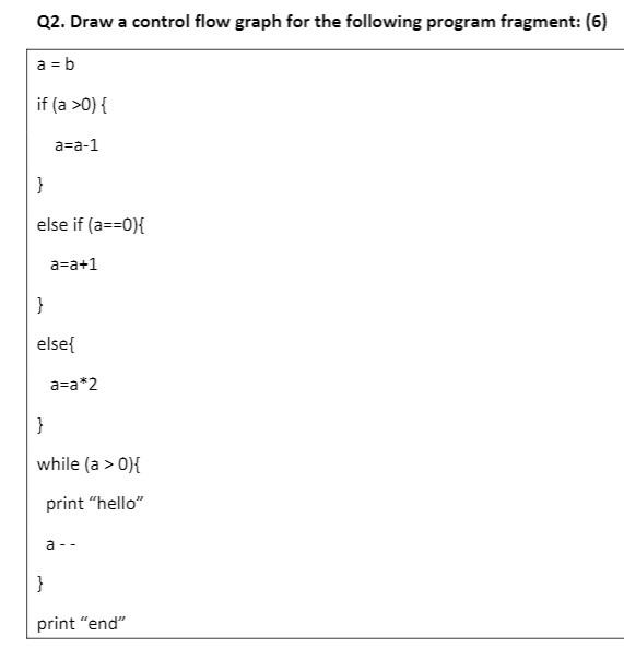 Solved Q2. Draw a control flow graph for the following | Chegg.com