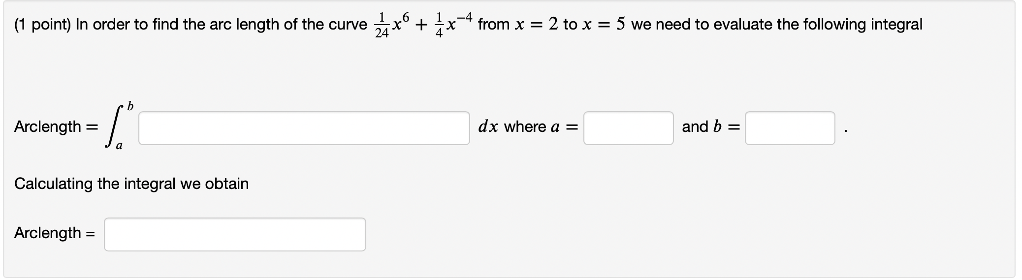 Solved (1 ﻿point) ﻿In order to find the arc length of the | Chegg.com