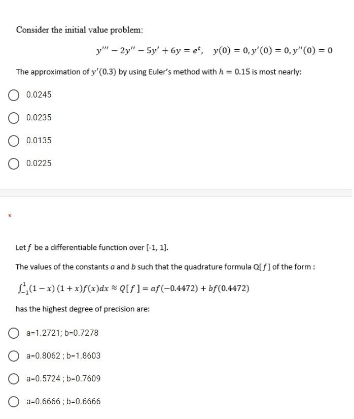 Solved Consider the initial value problem: y" - 27" - 5y' + | Chegg.com