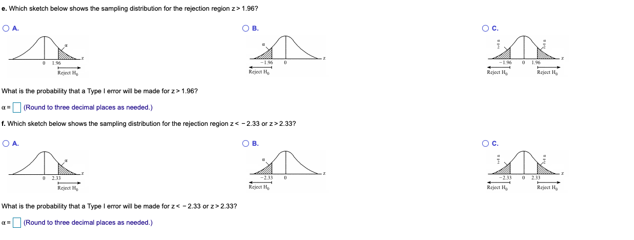 Solved For each of the following rejection regions, sketch | Chegg.com