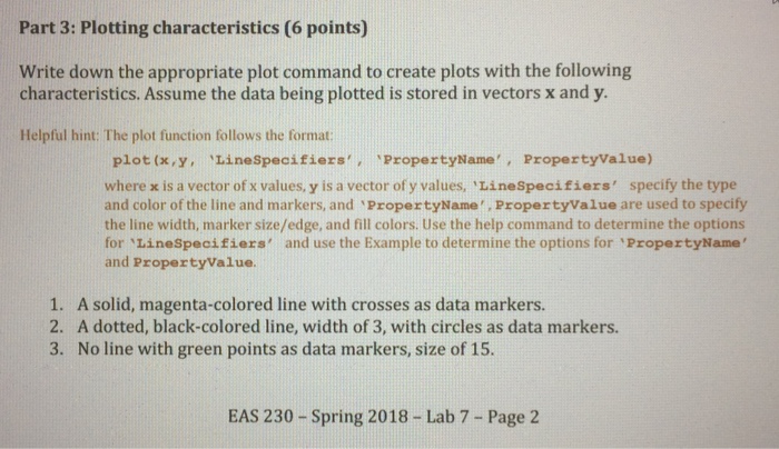 Solved Part 3: Plotting characteristics (6 points) Write | Chegg.com