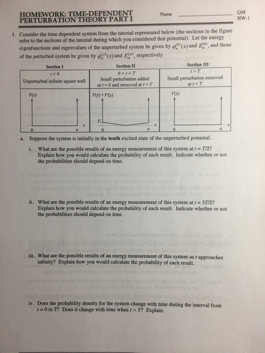 Solved HOMEWORK: TIME-DEPENDENT PERTURBATION THEORY PARTI QM | Chegg.com