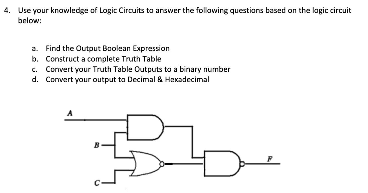 Solved Use your knowledge of Logic Circuits to answer the | Chegg.com