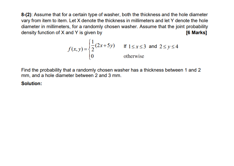 Solved 8-(2): Assume that for a certain type of washer, both | Chegg.com