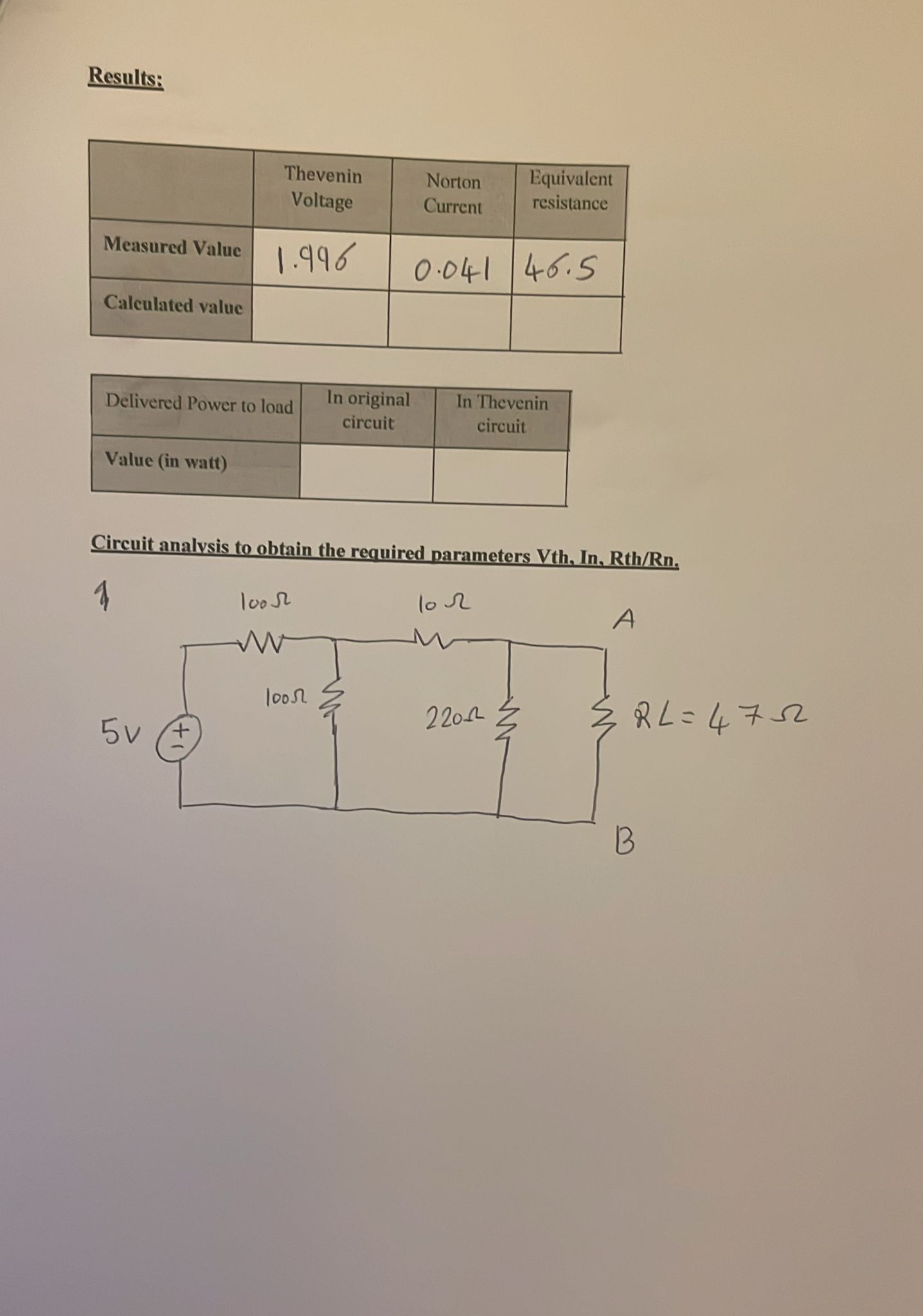 Solved please Calculate vth,IN,RTH,RN and power in original | Chegg.com