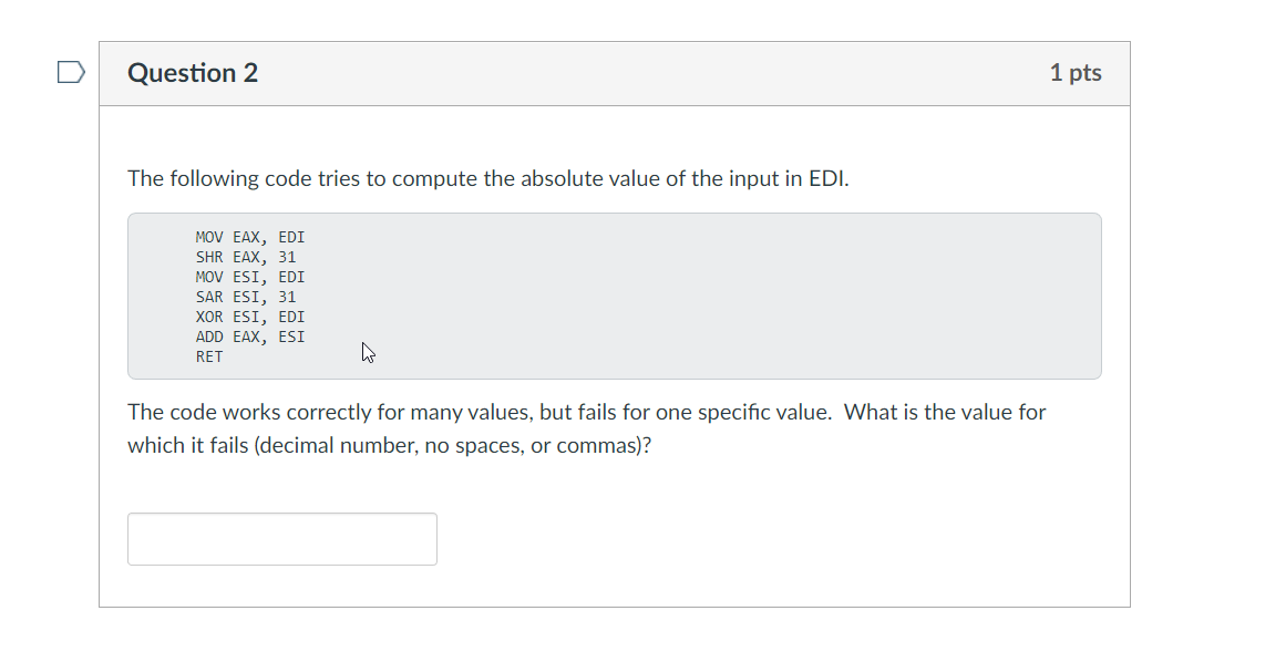 Solved The following code tries to compute the absolute | Chegg.com