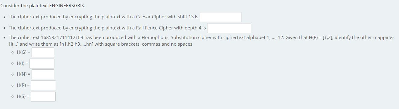 Solved Consider the plaintext ENGINEERSGRIS. - The | Chegg.com