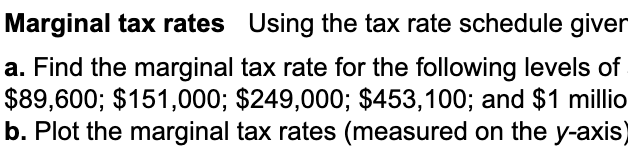 Solved Marginal tax rates Using the tax rate schedule | Chegg.com