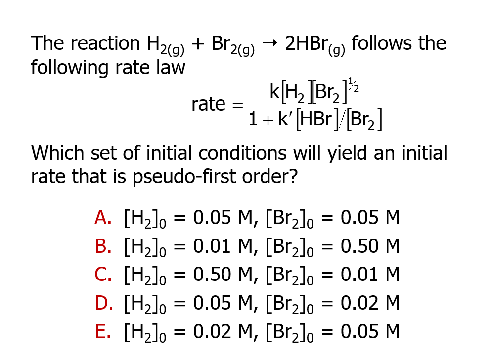 Solved + Br2(g) = The reaction H2(g) 2HBr(g) follows the | Chegg.com