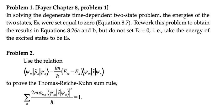 Problem 1. [Fayer Chapter 8, problem 1] In solving | Chegg.com