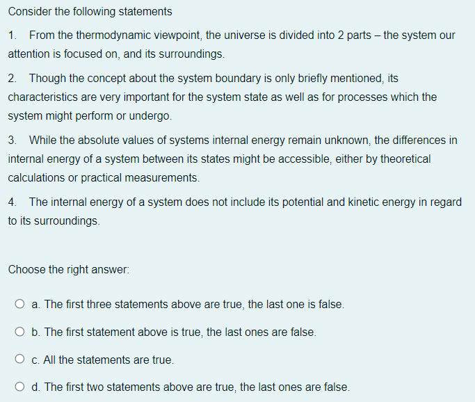 Solved Consider the following statements 1. From the | Chegg.com