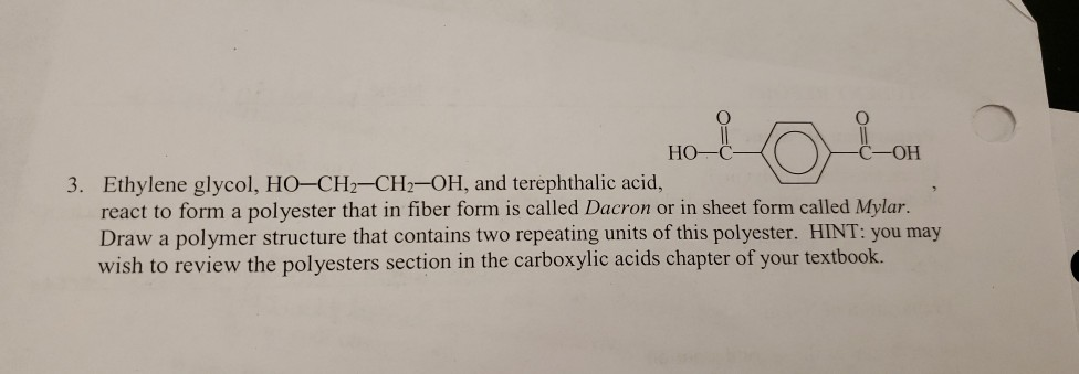 Solved HO-C C-OH 3. Ethylene glycol, HO-CH2-CH2-OH, and | Chegg.com